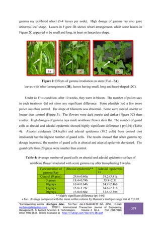 Morphological Change Due to Effects of Acute Gamma Ray on Wishbone ...