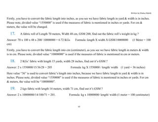 Major Formula on Garments for Beginners | PDF