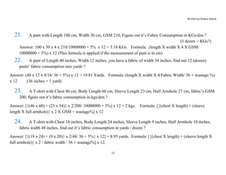 Major Formula on Garments for Beginners | PDF