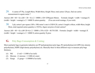 Major Formula on Garments for Beginners | PDF