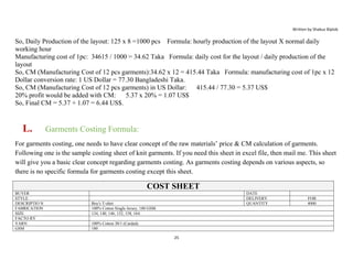 Major Formula on Garments for Beginners | PDF