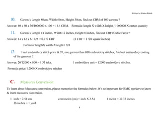 Major Formula on Garments for Beginners | PDF