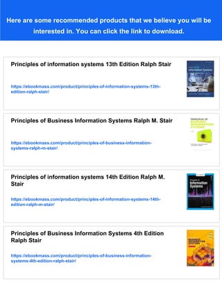Fundamentals of Information Systems 9th Edition Ralph Stair | PDF