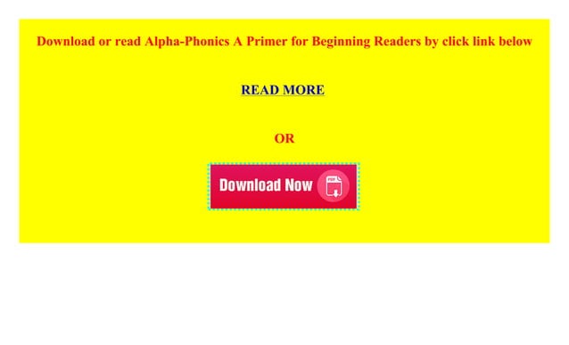 Alpha-Phonics A Primer for Beginning Readers ((P.D.F))^^@@ | PDF ...
