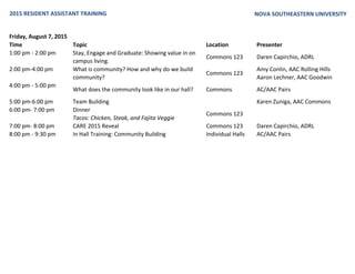 RA Training Schedule 2015 | PDF