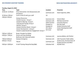 RA Training Schedule 2015 | PDF