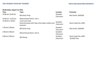 RA Training Schedule 2015 | PDF