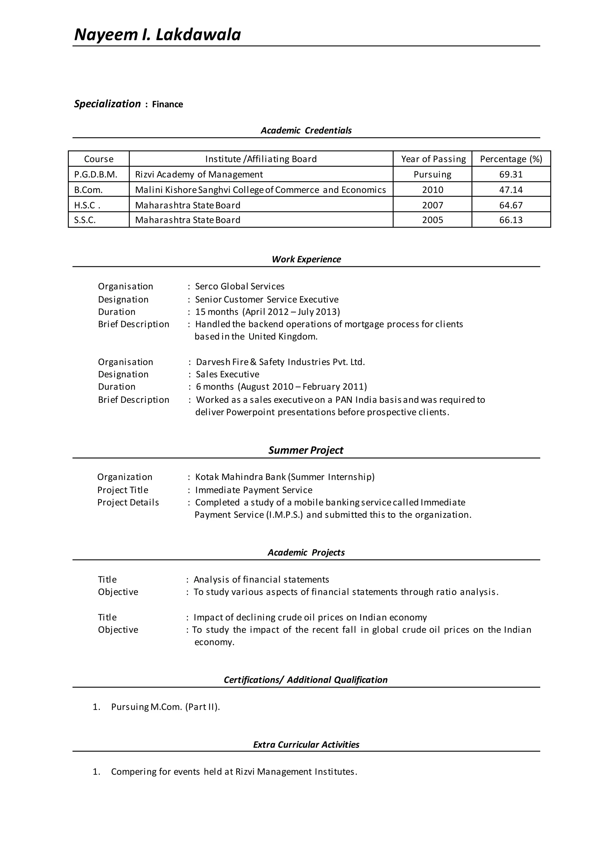 Final Resume - Nayeem I. Lakdawala | PDF