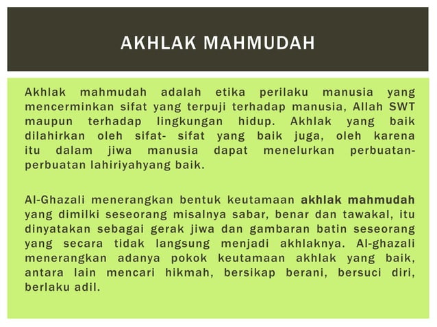 Akhlak mahmudah dan akhlak mazmumah manusia | PPTX