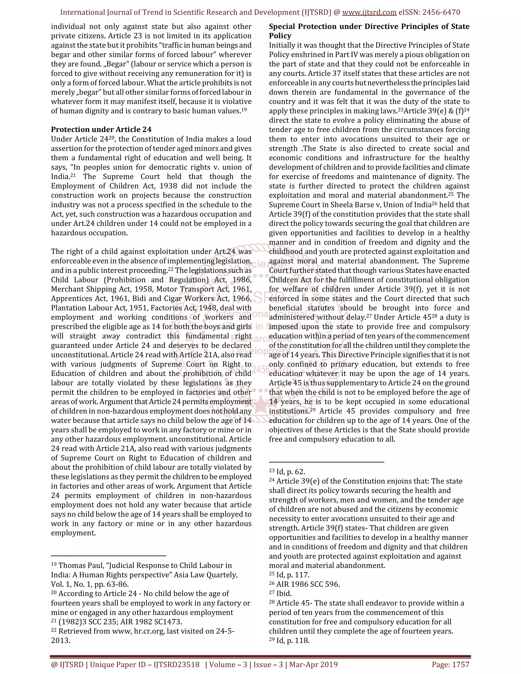 Legislative provision with Respect to Child Labour | PDF