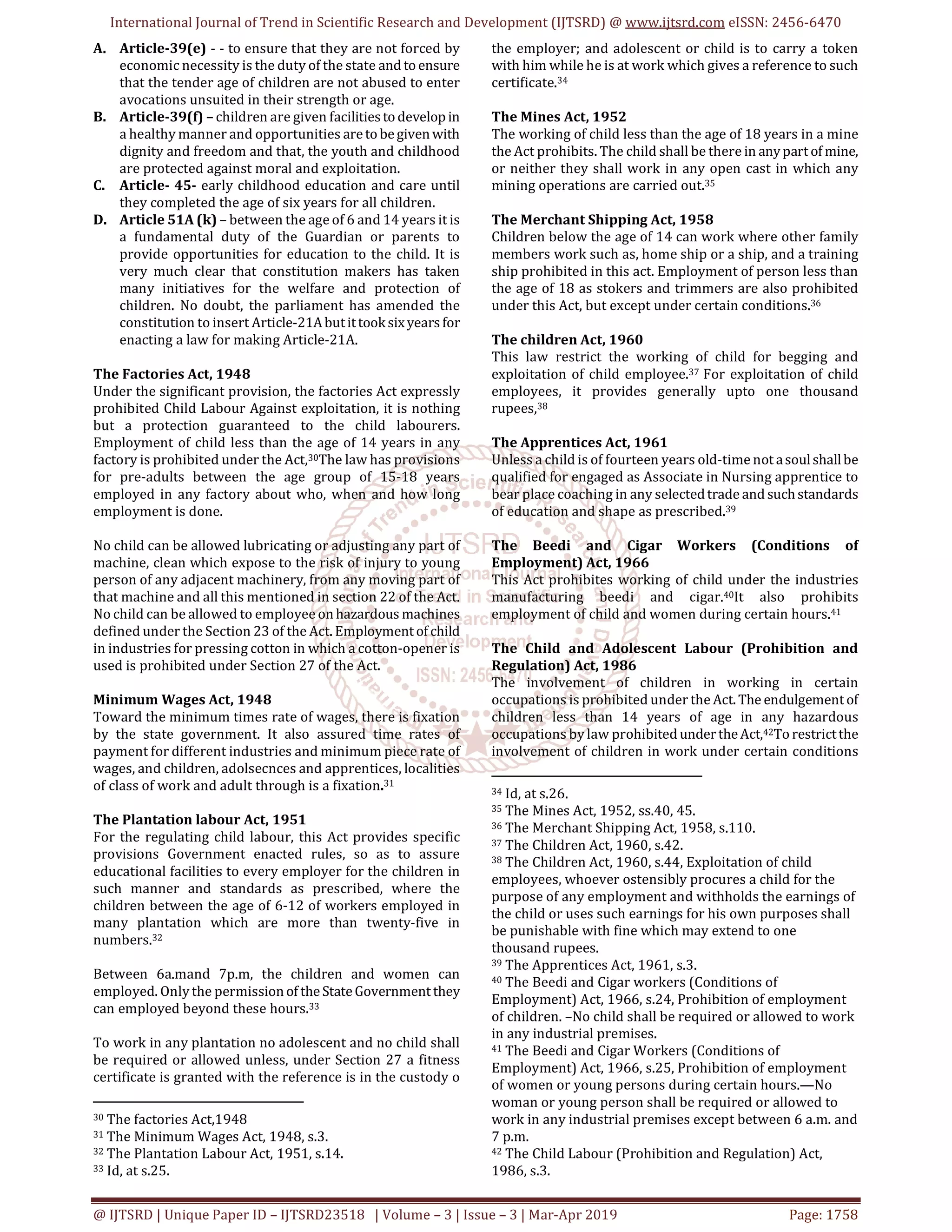 Legislative provision with Respect to Child Labour | PDF