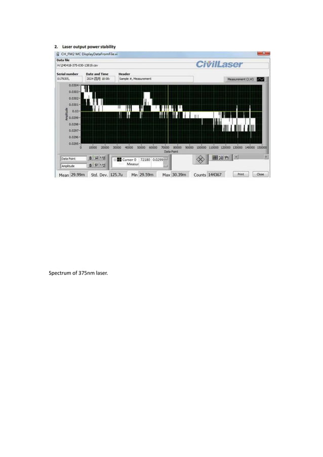375nm 1-30mW UV Laser Coupled PM Fiber Output | DOCX