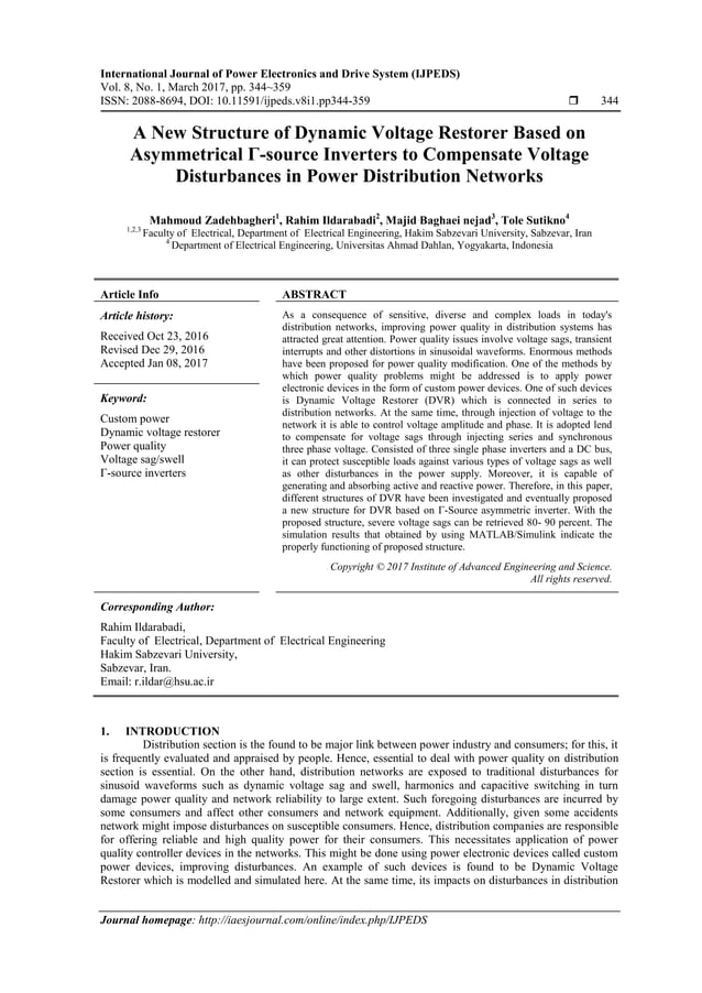 A New Structure of Dynamic Voltage Restorer Based on Asymmetrical ī-source Inverters to ...