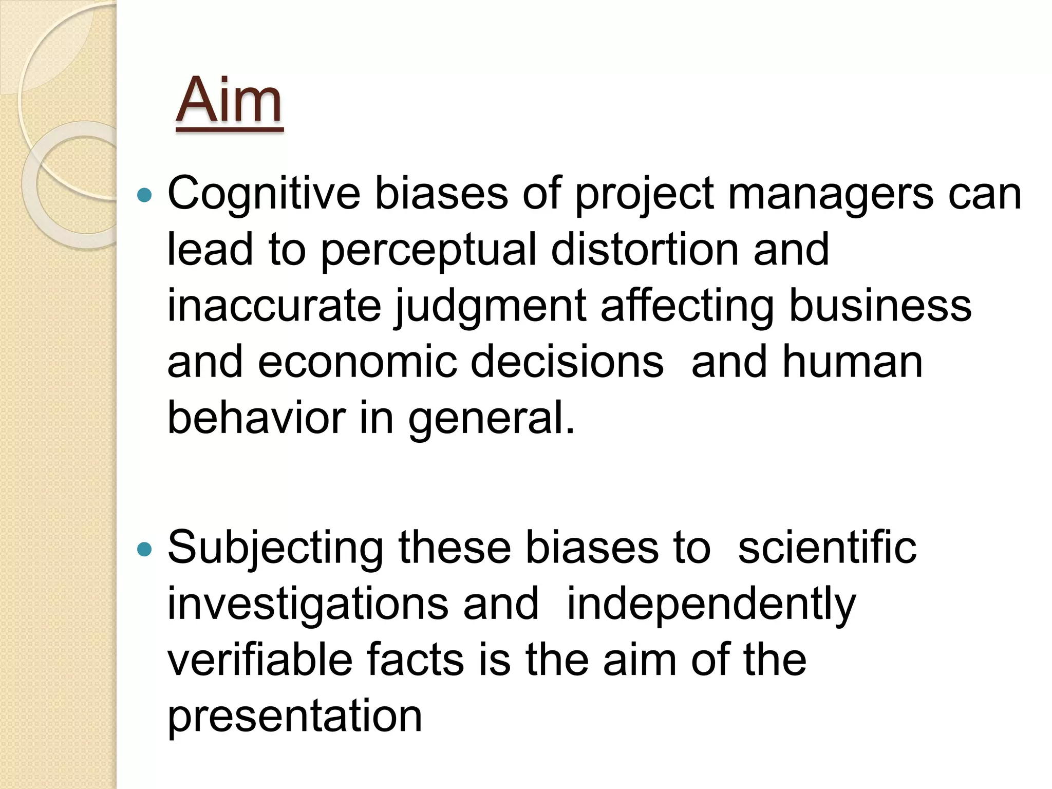 Cognitive Biases in Project Management | PPTX