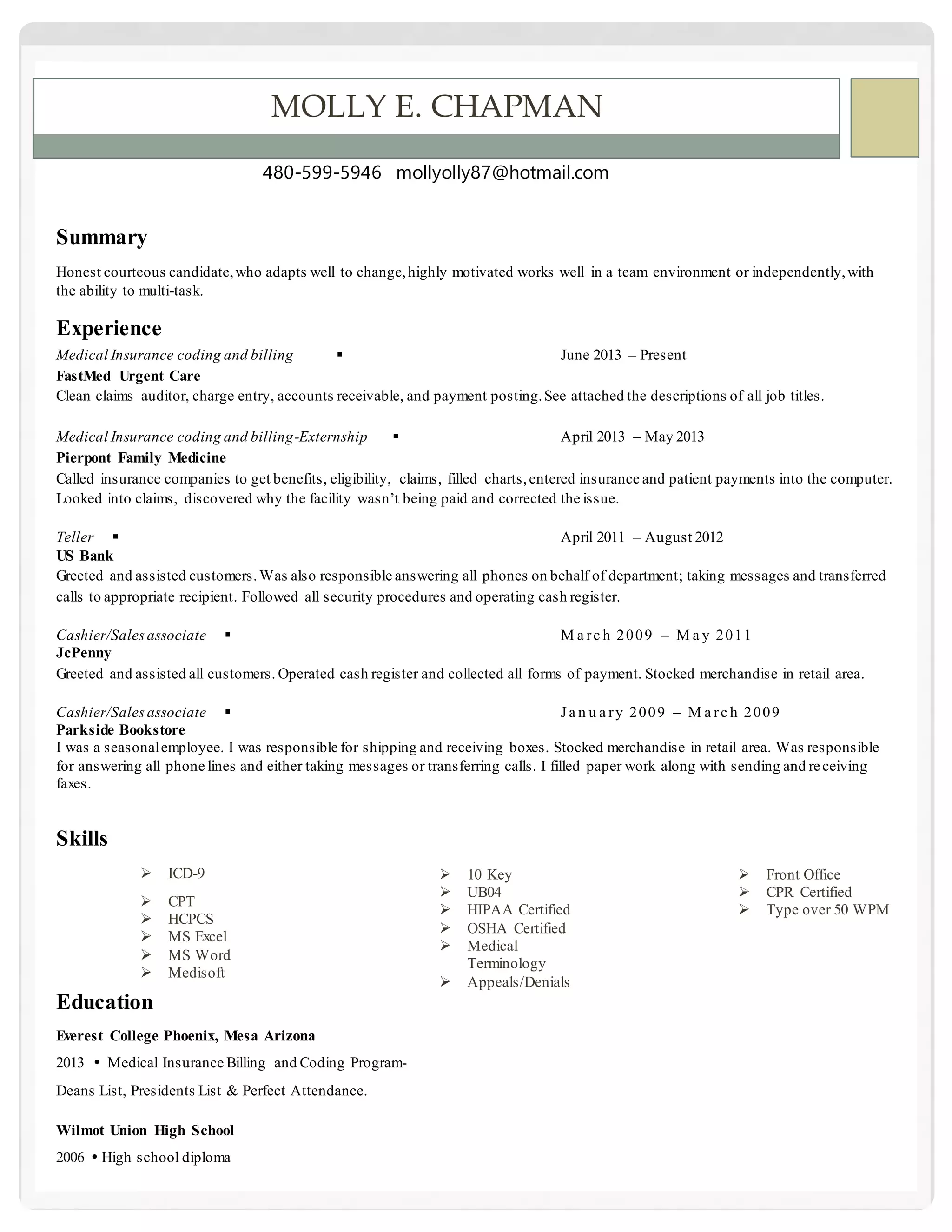 molly chapman resume | DOCX