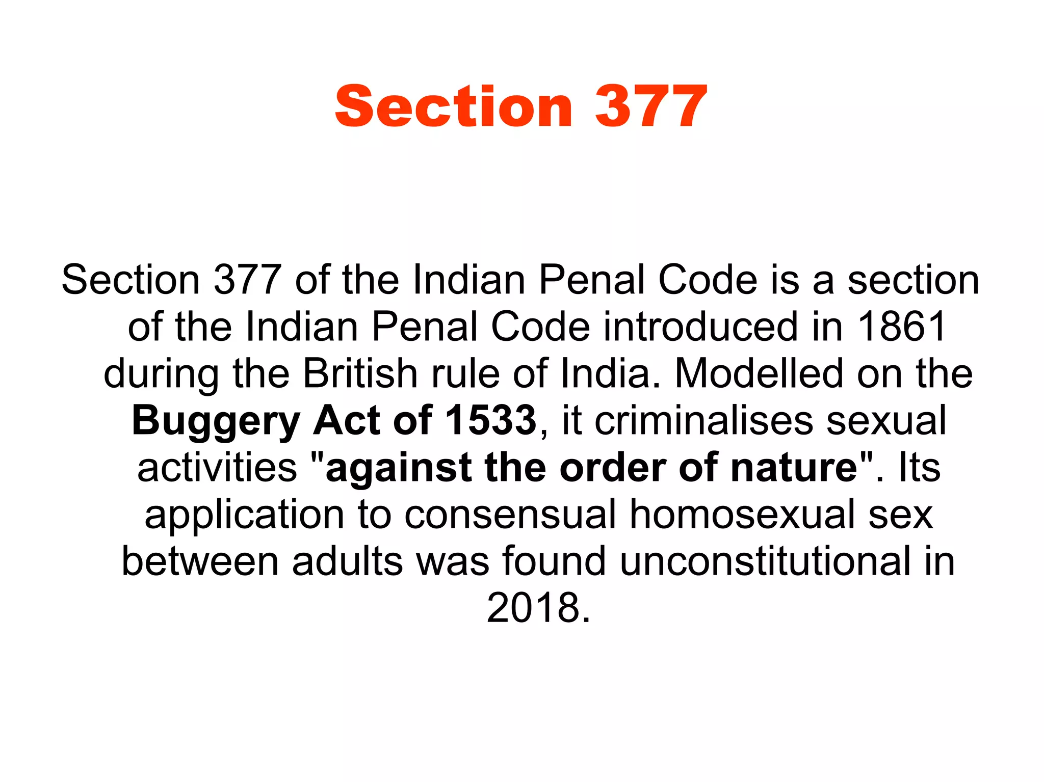 Section 377 of Indian Penal Code. | PPT