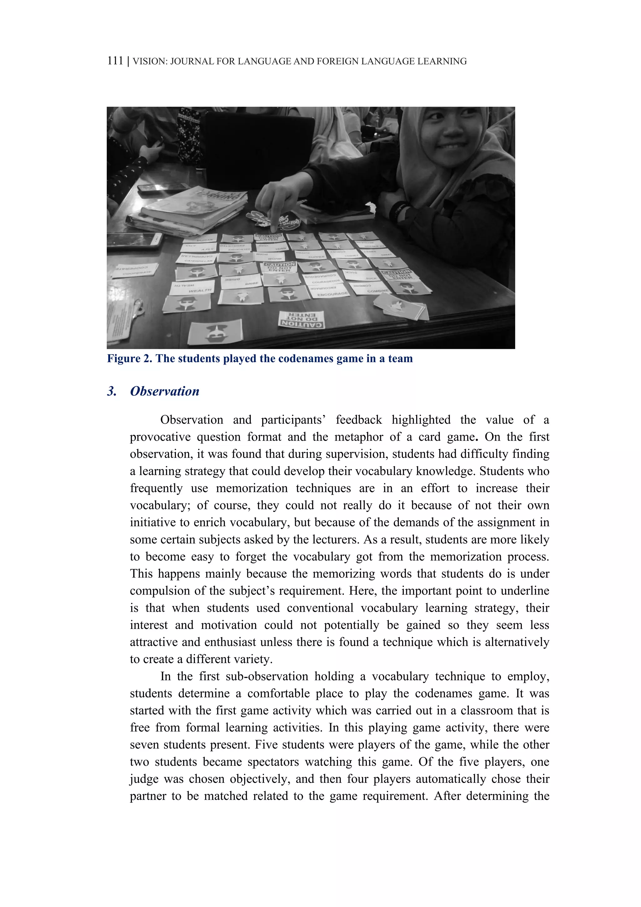 The Use of Codenames Game to Help Students in Learning Vocabulary | PDF