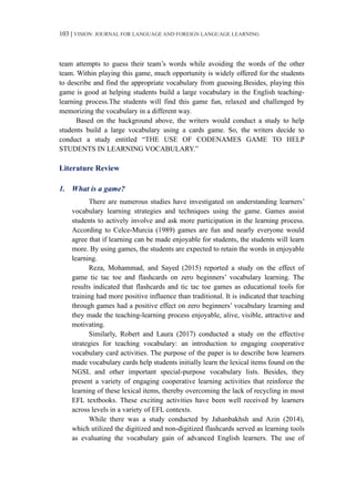 The Use of Codenames Game to Help Students in Learning Vocabulary | PDF