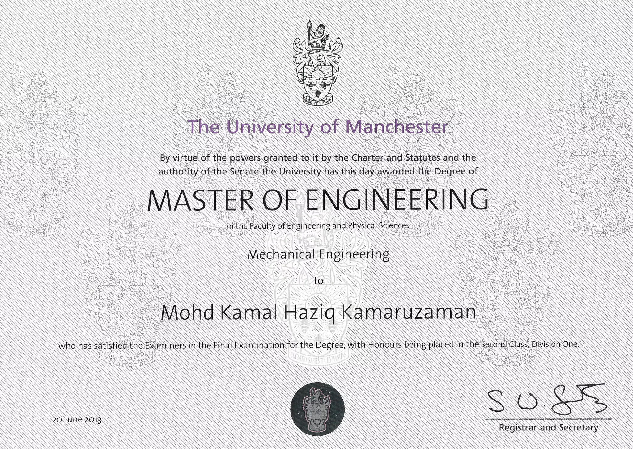 MEng (Hons) Degree Certificate | PDF