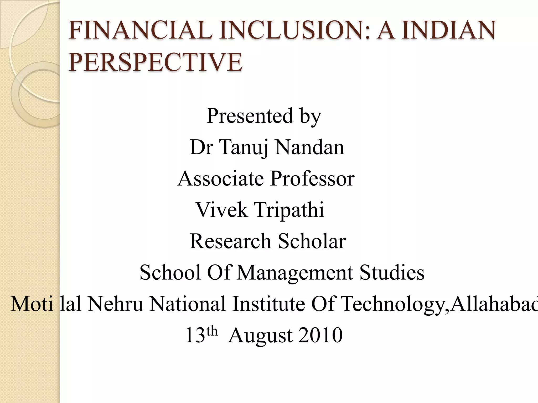 37762457 financial-inclusion | PPTX | Government Support and Welfare ...