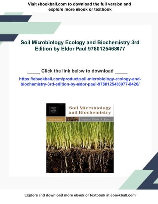 Soil Microbiology Ecology and Biochemistry 3rd Edition by Eldor Paul ...