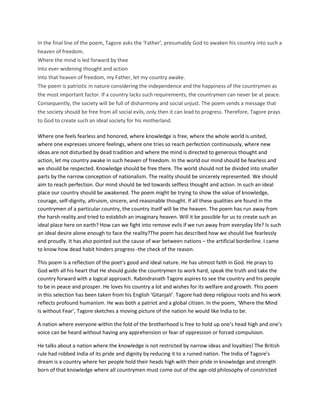 Where The Mind Is Without fear | DOCX