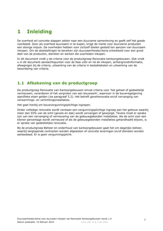 Criteriadocument Kantoorgebouwen renovatie | PDF