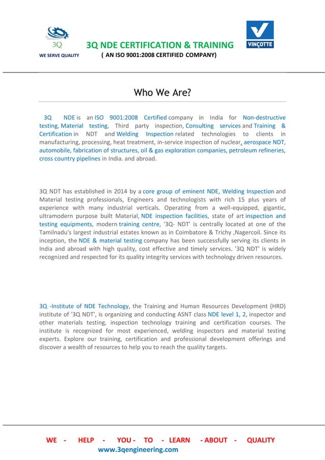 3Q-CERTIFICATION & TRAINING PROFILE | PDF | Medical Tests | Medical Health