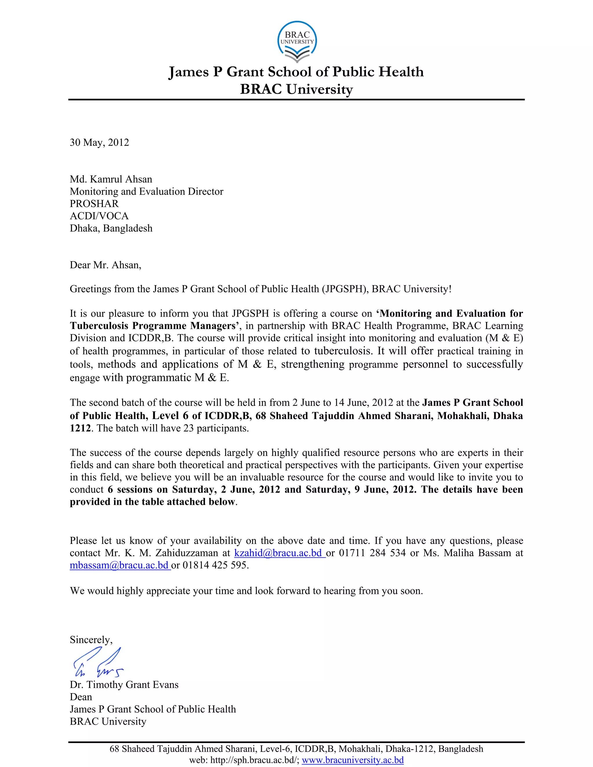 Invitation Letter to Mr Kamrul Ahsan-May 30-2012 | PDF