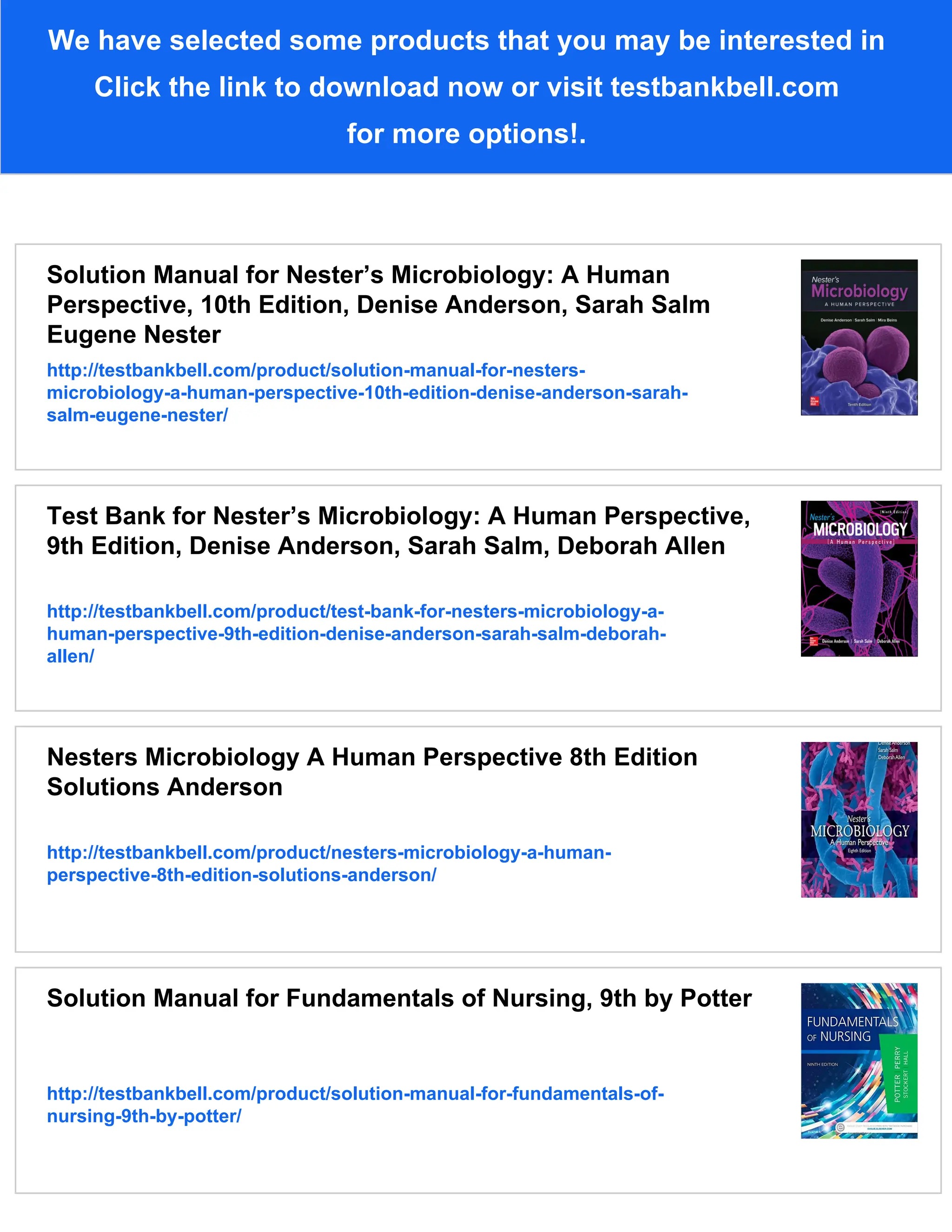 Test Bank for Nester’s Microbiology: A Human Perspective, 10th Edition ...