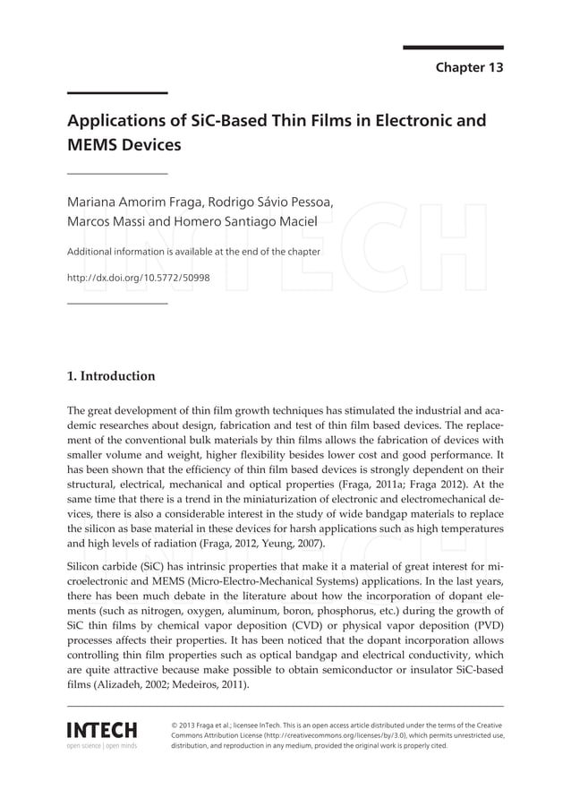 Applications of SiC-Based Thin Films in Electronic and MEMS Devices | PDF