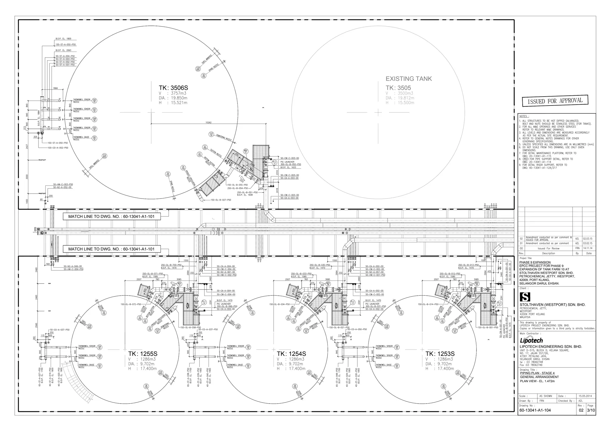 60-13041-A1-104-R02 - Piping Plan - Stage 4 - Plan View EL. 1.472mm (3 ...