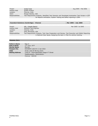 Profile_Thomas Raju | DOC | Computer Software and Applications | Computing