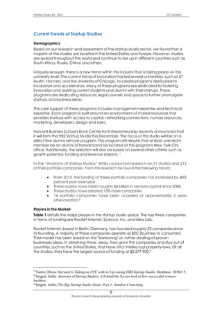 Startup Studio Final Report Public Copy | PDF