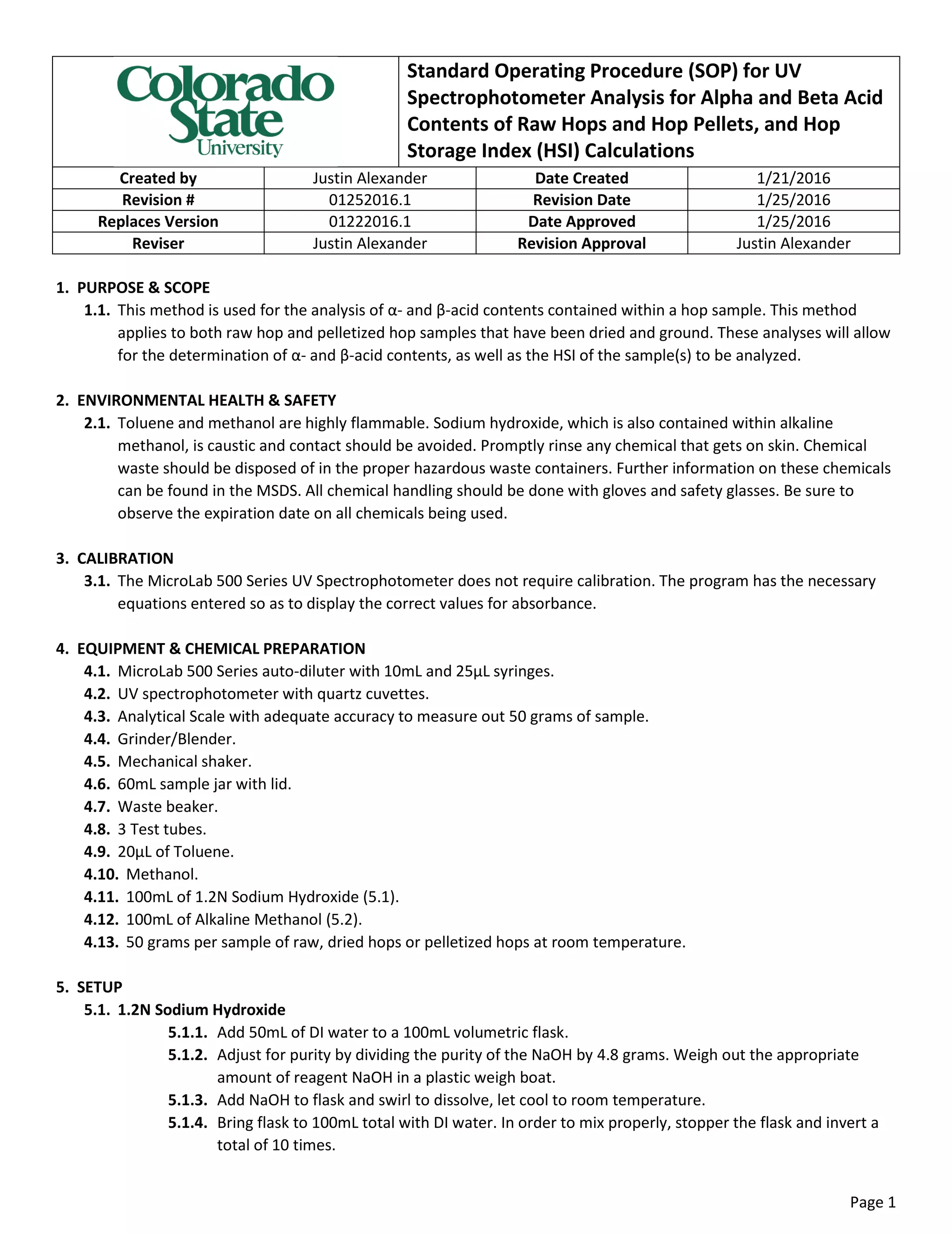 SOP UV Spectrophotometer | PDF