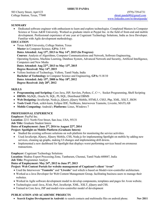 Shruti Panda Resume -Updated | PDF