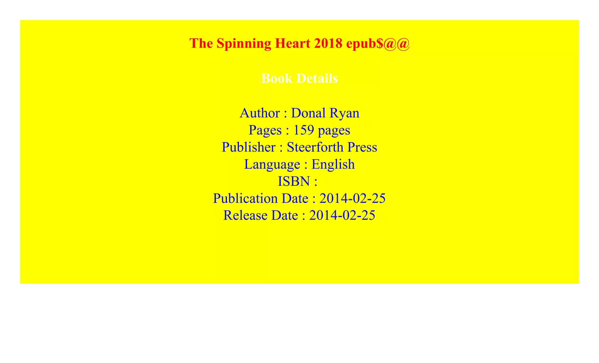 The Spinning Heart 2018 epub$@@ | PPT
