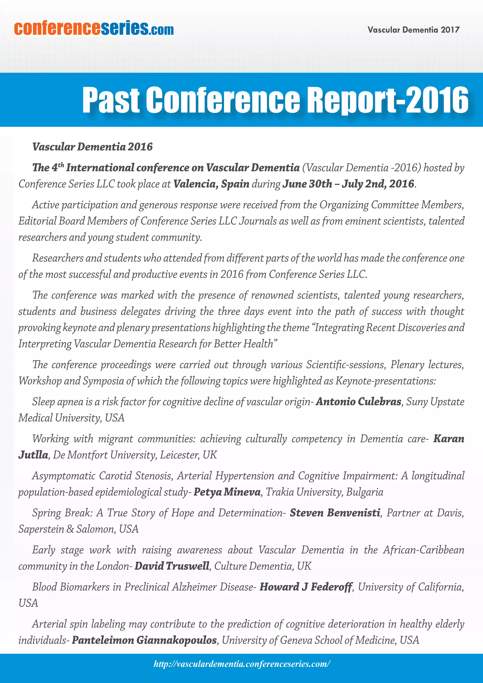 Vascular Dementia 2017_Brochure | PDF