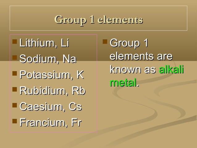 37969026 chapter-4c-group-1-elements | PPT | Chemistry | Science