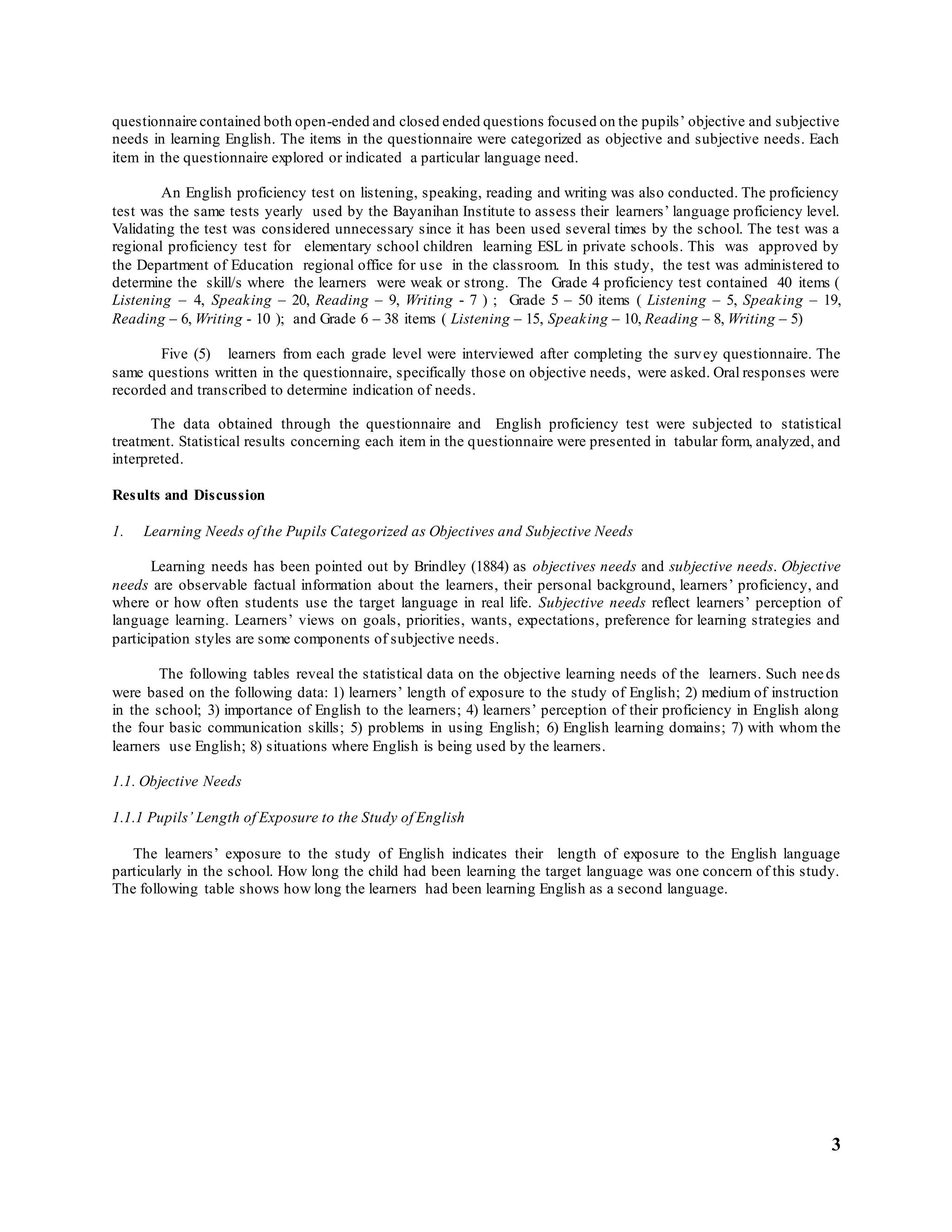 LANGUAGE LEARNING NEEDS OF FILIPINO-CHINESE LEARNERS AS INPUTS FOR THE ...
