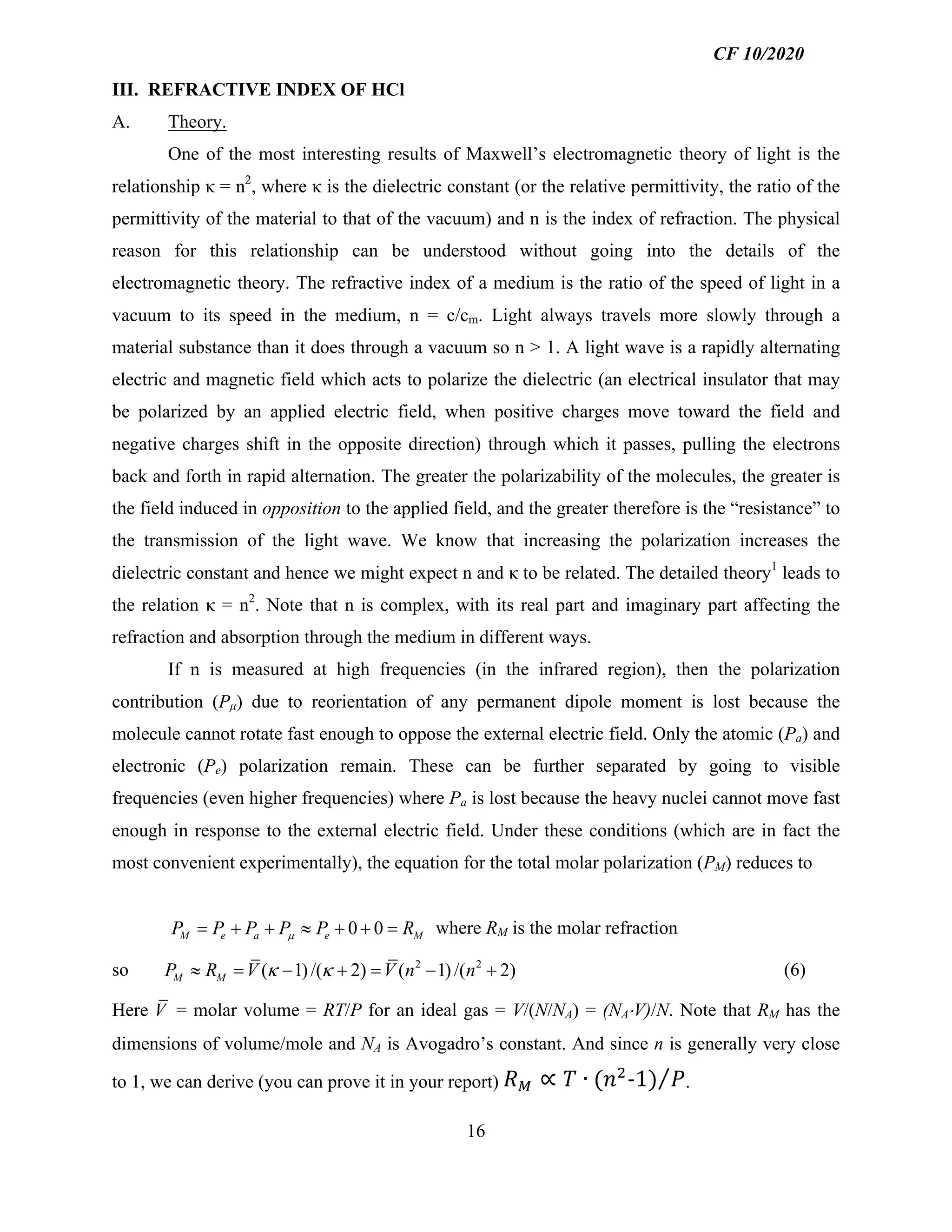 Lab Manual- Refractive Index | PDF
