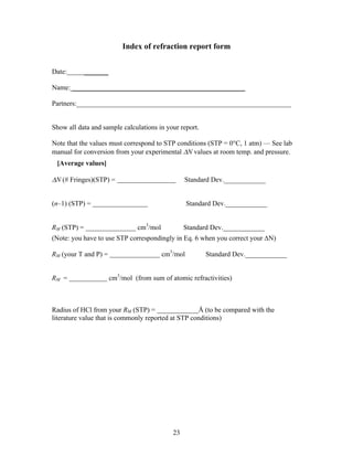 Lab Manual- Refractive Index | PDF