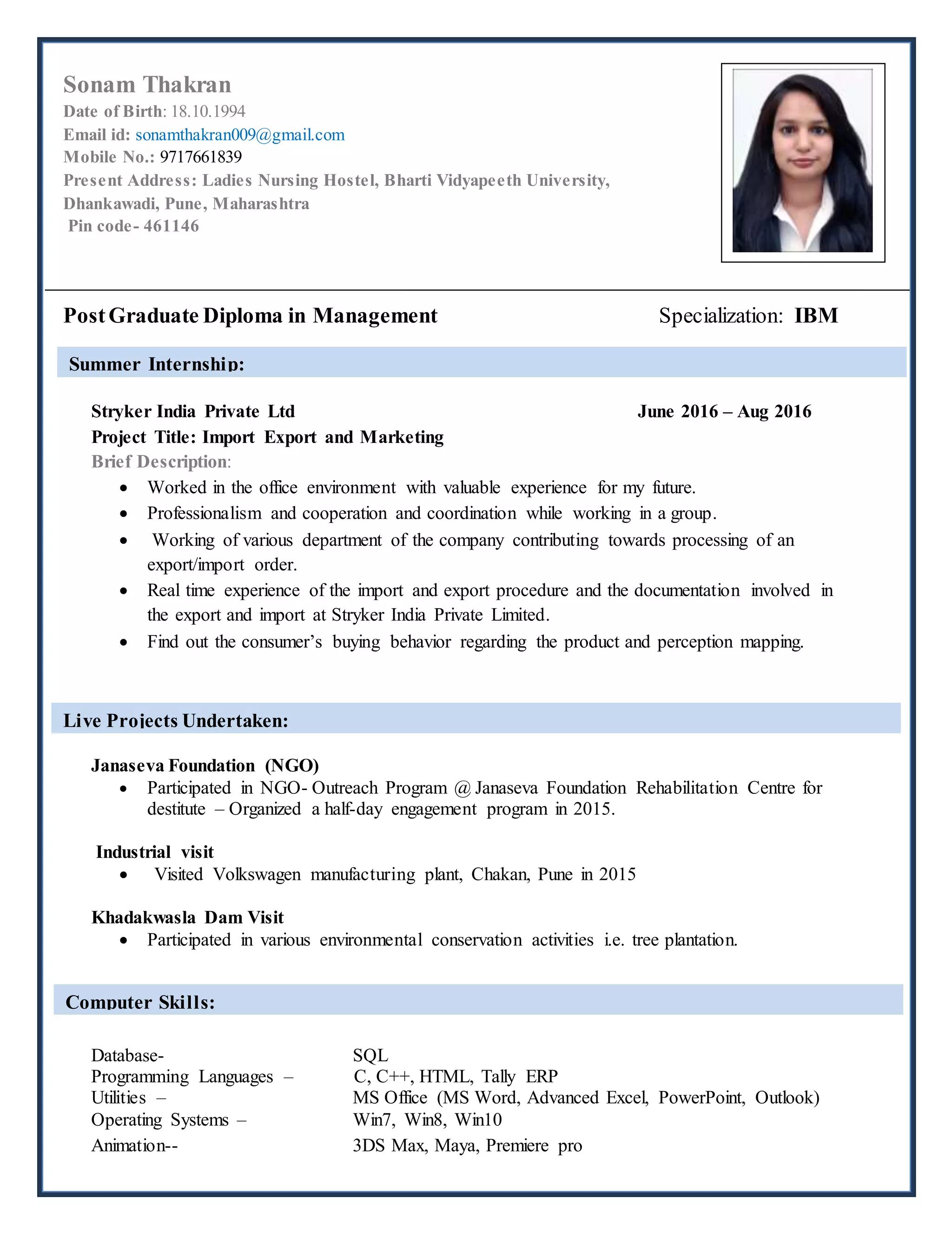 sonam's cv | DOCX