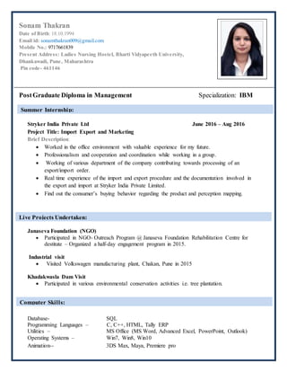 sonam's cv | DOCX