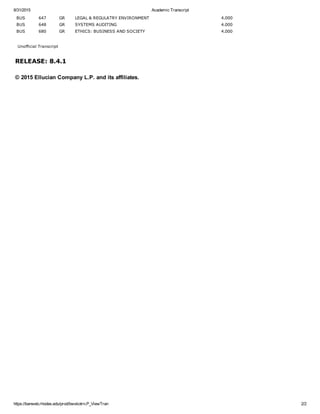 Graduate Academic Transcript | PDF