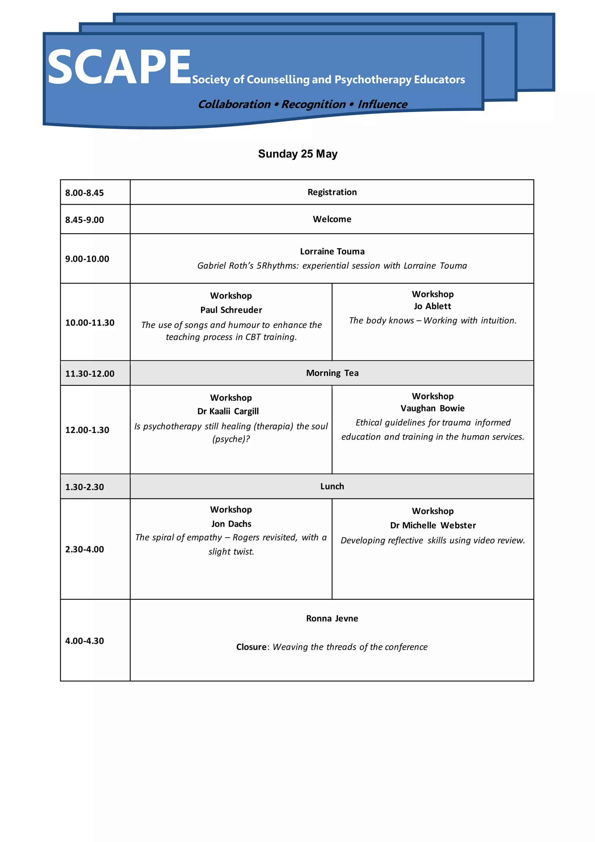 SCAPE Conference Program | PDF