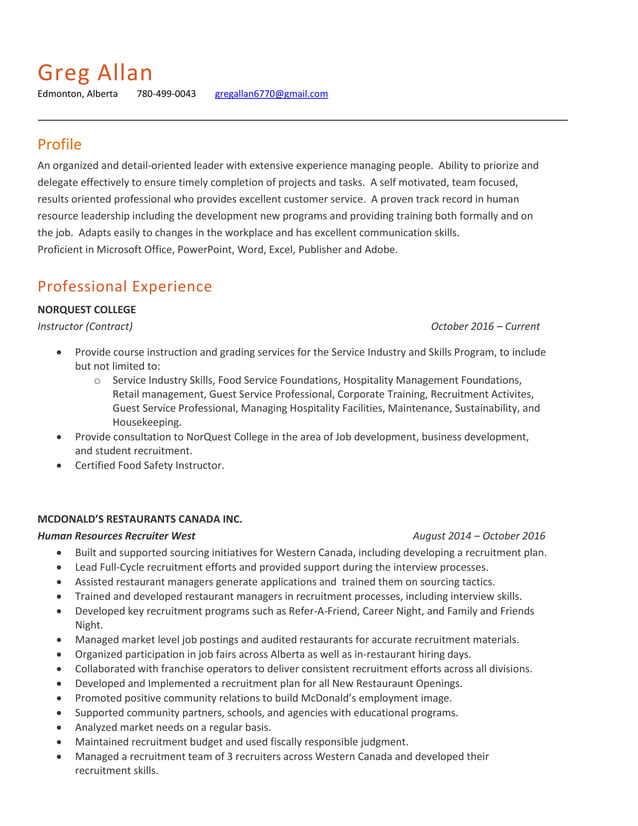 Greg Allan Resume | PDF