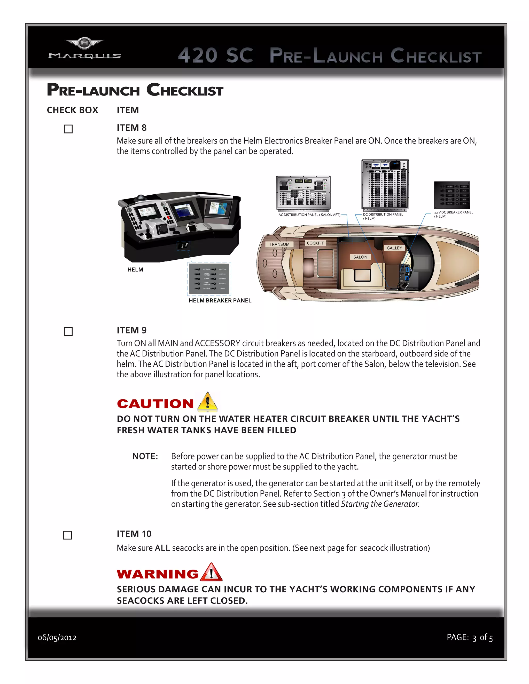 Yacht Pre-launch Checklist | PDF