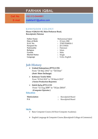 Farhan Cv | PDF