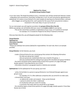 Applause for a Cause - An Activist Group Creation Project | PDF